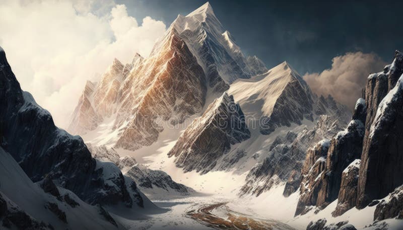 Mountains Illustration by Generative AI Stock Illustration ...