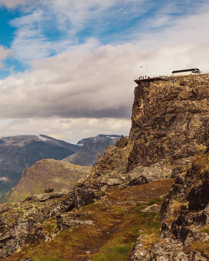 Mountains Landscape with Dalsnibba Viewpoint, Norway Stock Photo ...