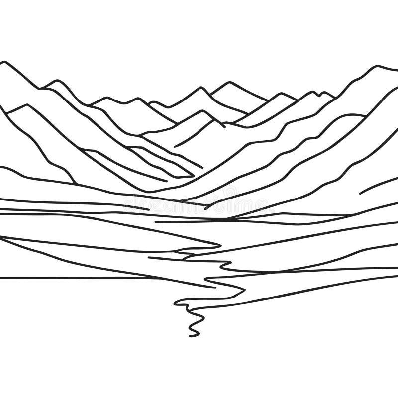 Mountains Trees Line Drawing Stock Illustrations – 1,256 Mountains ...