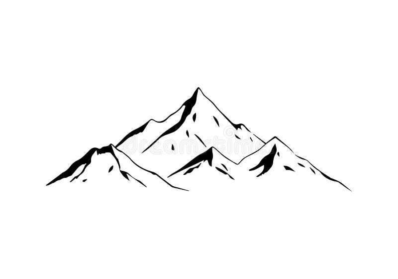 Mountains Line Art Vector Illustration. Stock Illustration ...