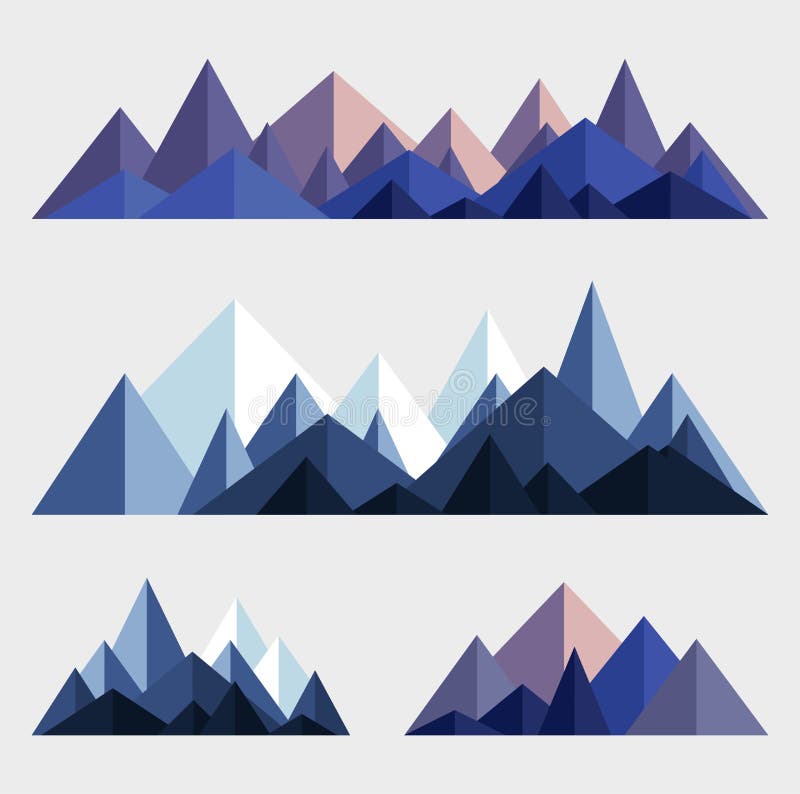 Set Of Triangle Low Poly Mountains Stock Vector - Illustration of ...