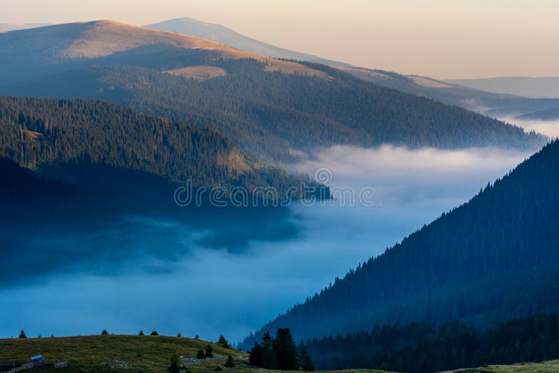 Mountains with Mist and Clouds in the Morning Stock Photo - Image of ...