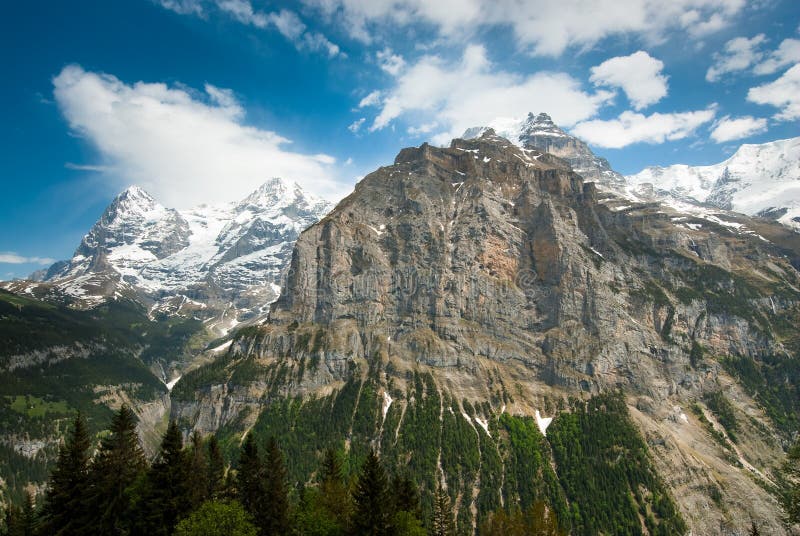 Mountains from Muerren stock photo. Image of monch, switzerland - 9513416