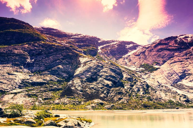 Jostedalsbreen National Park - Mountains in Norway, Scandinavia Stock ...