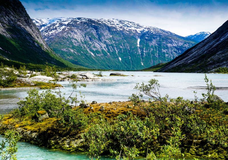 Jostedalsbreen National Park - Mountains in Norway, Scandinavia Stock ...
