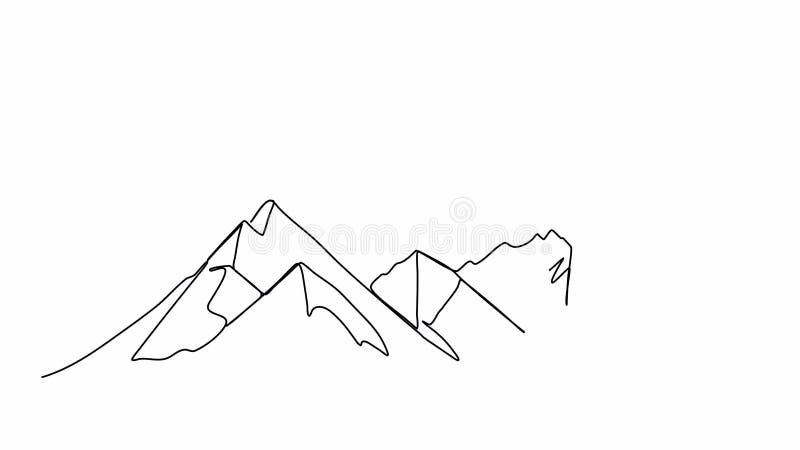 Mountains, One Line Drawing Animation. Video Clip with Alpha Channel ...