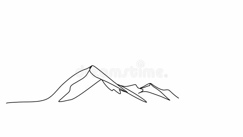 Mountains, One Line Drawing Animation. Video Clip with Alpha Channel ...
