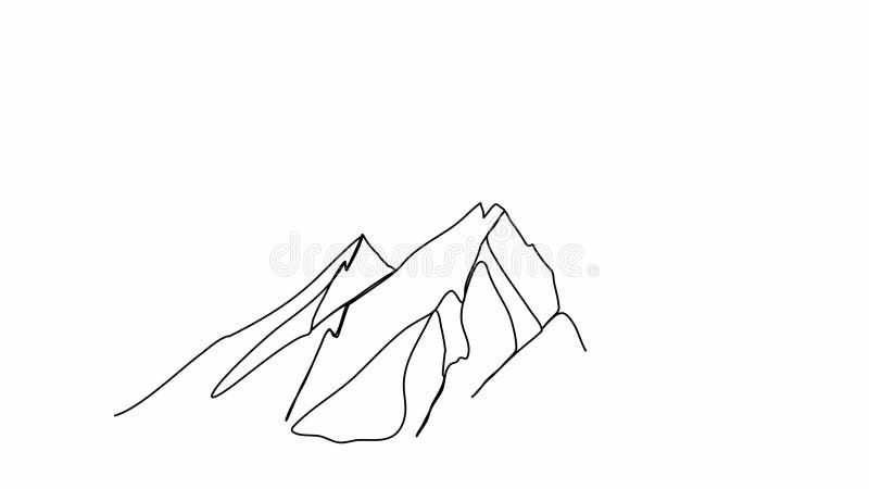 Mountains, One Line Drawing Animation. Video Clip with Alpha Channel ...