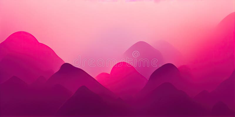 Mountains in Pink in a Hazy Abstract Backdrop Stock Illustration ...