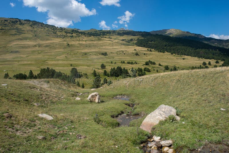 Mountains in the Pyrenees through the Valley of Aran Stock Image ...