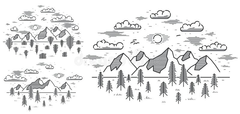 Wilderness drawing stock vector. Illustration of cliffs - 102873430