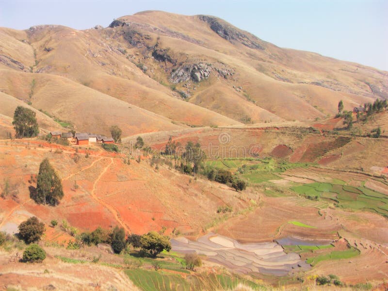 Mountains, Rice Fields and Desert of Madagascar Stock Photo - Image of ...