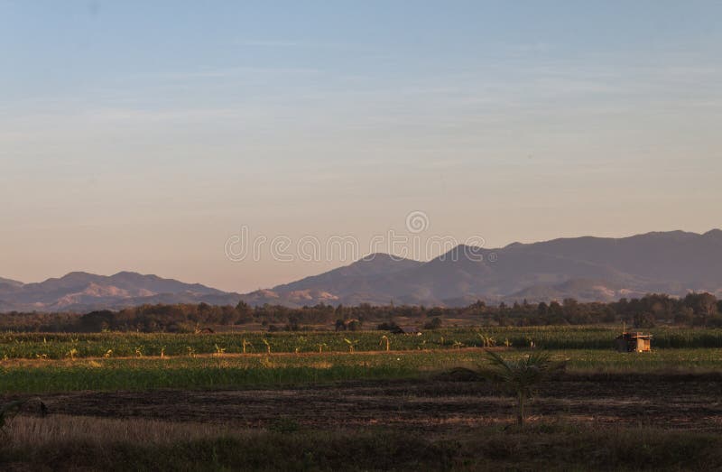 Mountains, Rice Fields, Sky, Evening Time, Background Image, Graphics ...