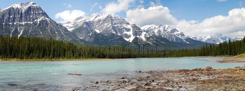 Mountains and River Panorama Stock Photo - Image of forests, national ...