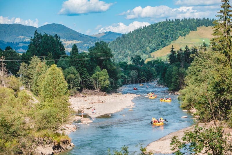 Mountains River Rafting Extreme Attraction Stock Image - Image of ...
