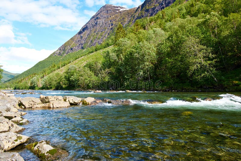 Mountains river stock image. Image of stone, stordal - 56946915
