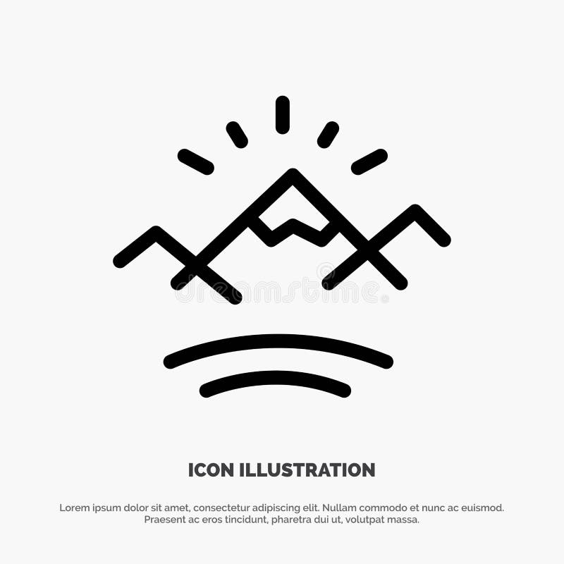 Mountains, River, Sun, Canada Line Icon Vector Stock Vector ...