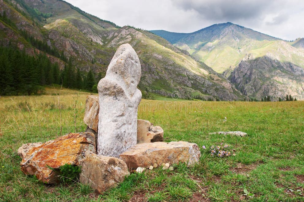Mountains, rocks and idol. stock photo. Image of rural - 1413932