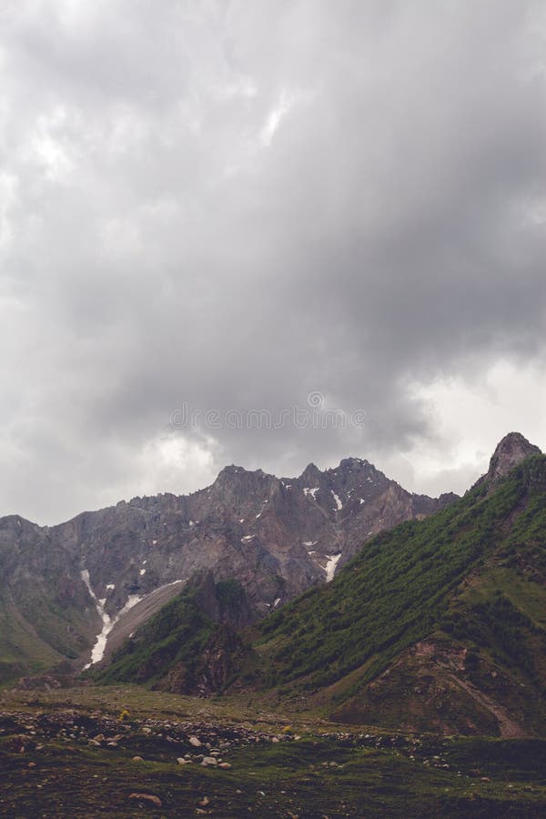 Mountains Rocks Landscape with Cloudy Dramatic Sky Stock Image - Image ...