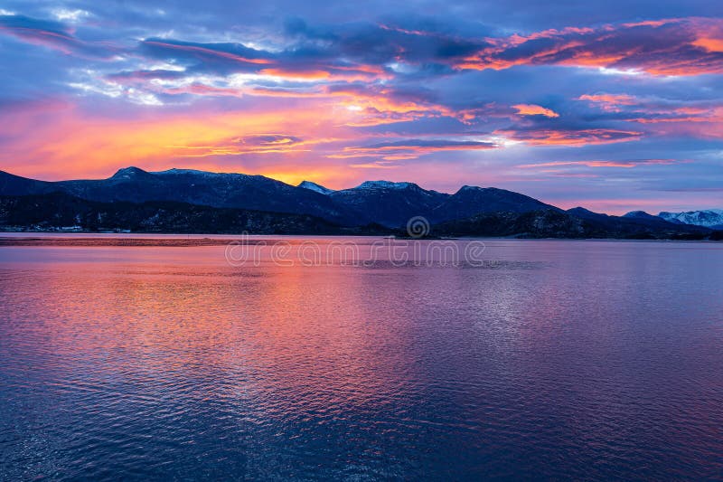 Mountains and Rocks at Sunrise Near Torvik in Norway Stock Image ...