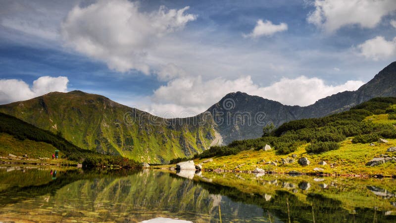 Mountain Landscape Meadow Lake Stock Photo - Image of range, scenery ...