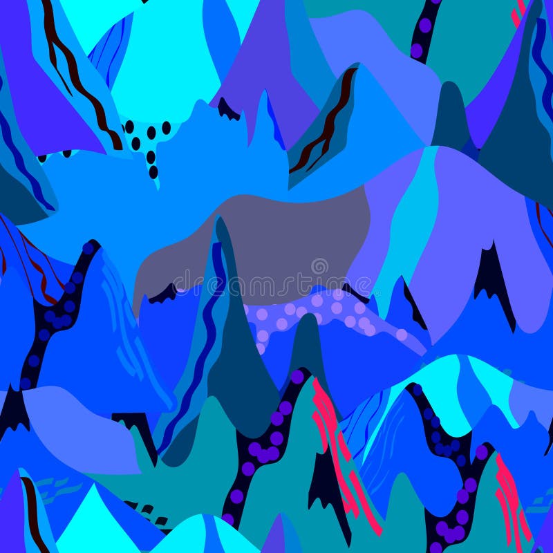 Mountains Seamless Pattern. Abstract Mountain, Natural Landscape Stock ...