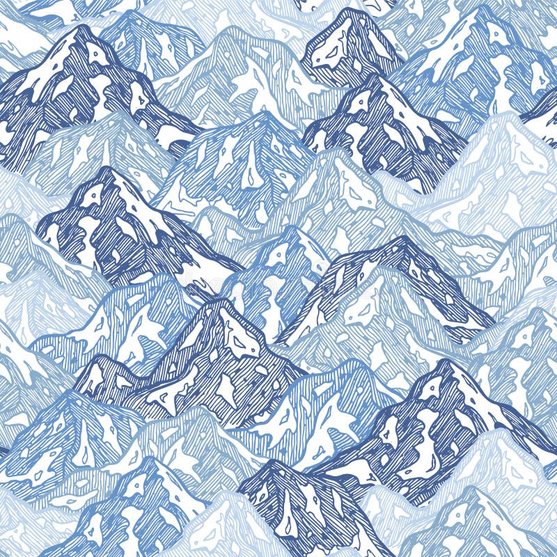 Mountains Seamless Pattern. Fun Mountains Kid Illustration. Vector ...