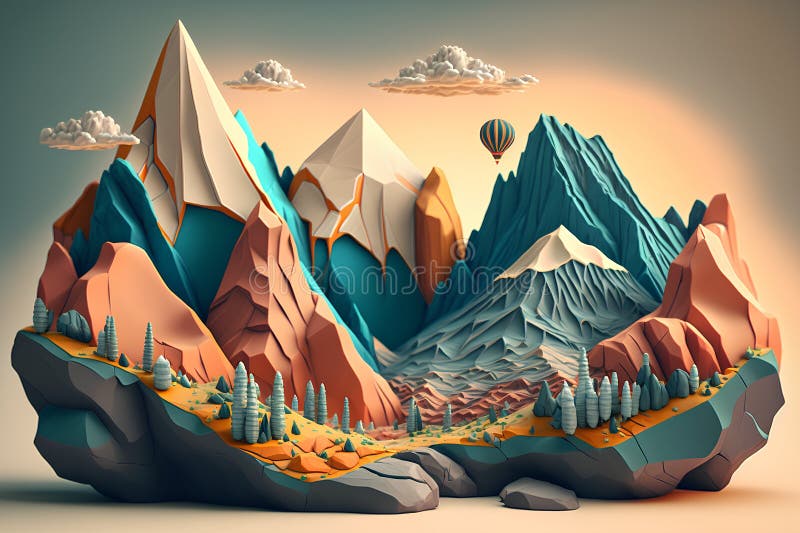 Mountains in the Sky. 3d Rendering, 3d Illustration Stock Illustration ...