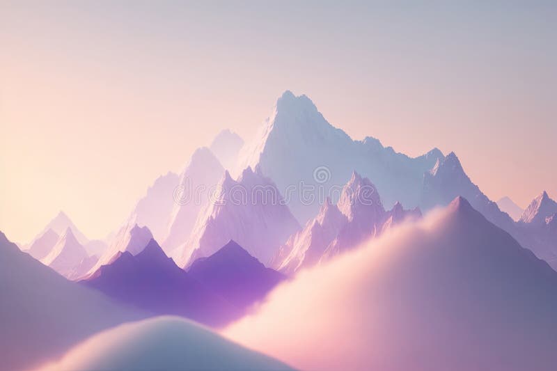 Mountains and Sky Pastel Colored Gradient Layered Multicolored Mountain ...