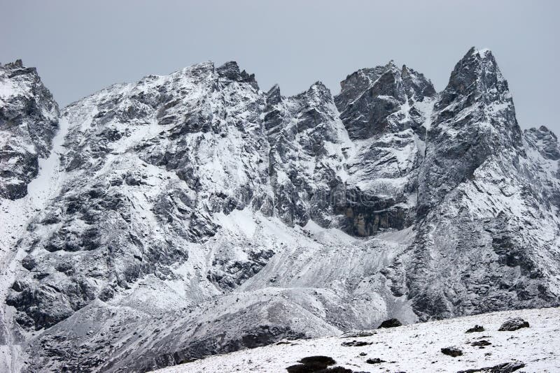 Mountains after Snowfall, Everest Region, Himalaya, Nepal Stock Photo ...