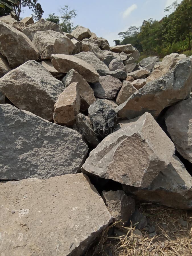 Mountains of Split Stone for a Village Road Project Stock Photo - Image ...