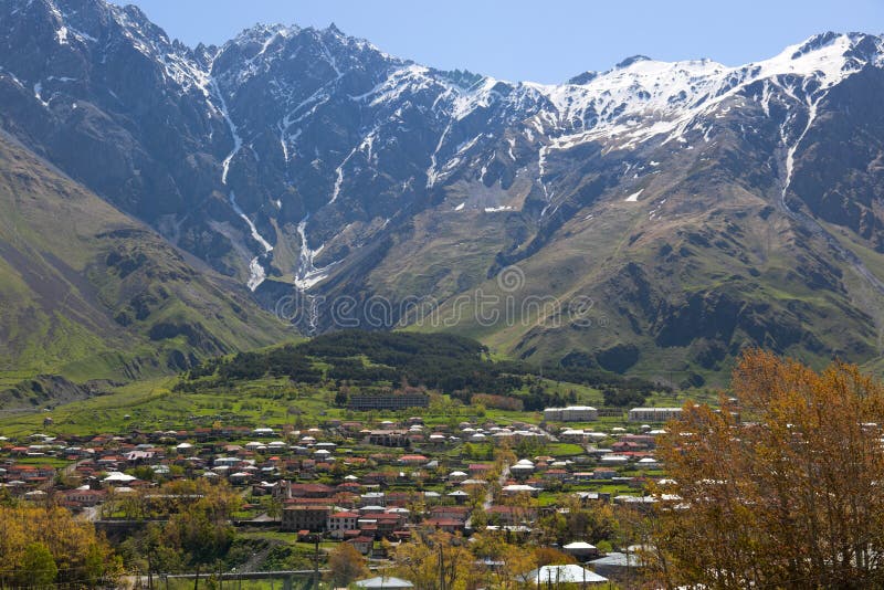 View of Mount Kazbek, Near Stepantsminda. Georgia. Stock Image - Image ...