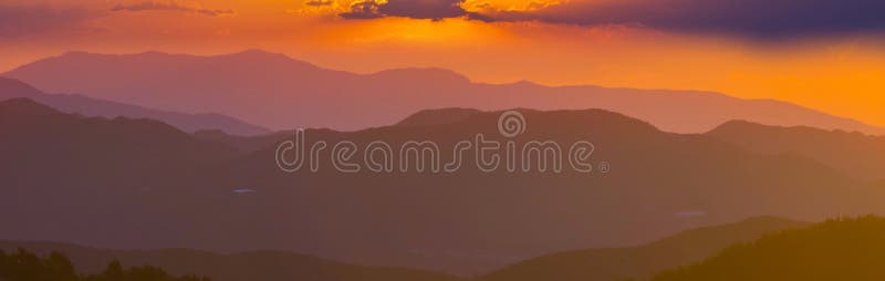 Mountains on sunset banner stock photo. Image of mountain - 267521626