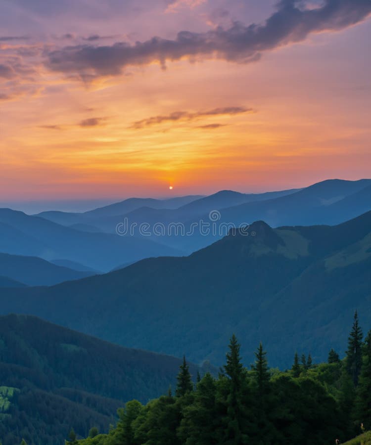 Mountains during Sunset. Beautiful Natural Landscape in the Summer Time ...