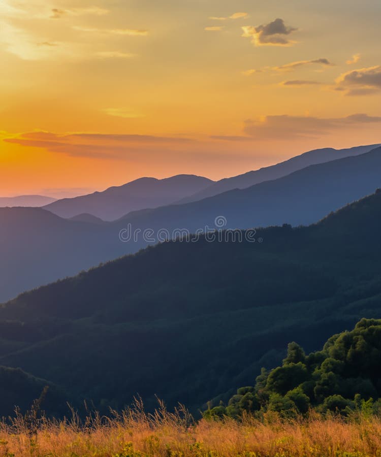 Mountains during Sunset. Beautiful Natural Landscape in the Summer Time ...