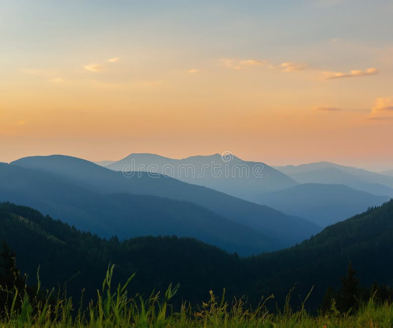 Mountains during Sunset. Beautiful Natural Landscape in the Summer Time ...
