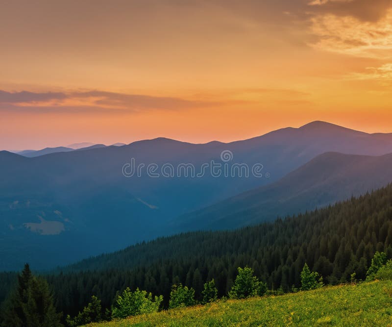 Mountains during Sunset. Beautiful Natural Landscape in the Summer Time ...