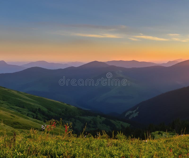 Mountains during Sunset. Beautiful Natural Landscape in the Summer Time ...