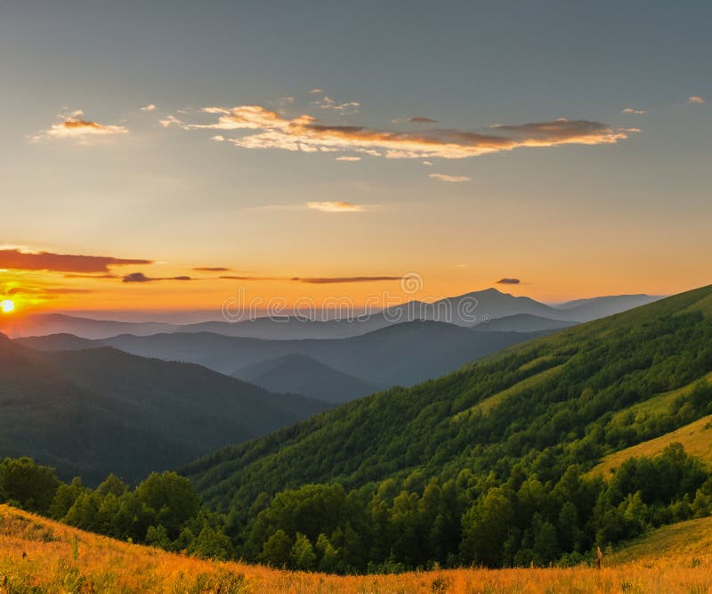 Mountains during Sunset. Beautiful Natural Landscape in the Summer Time ...