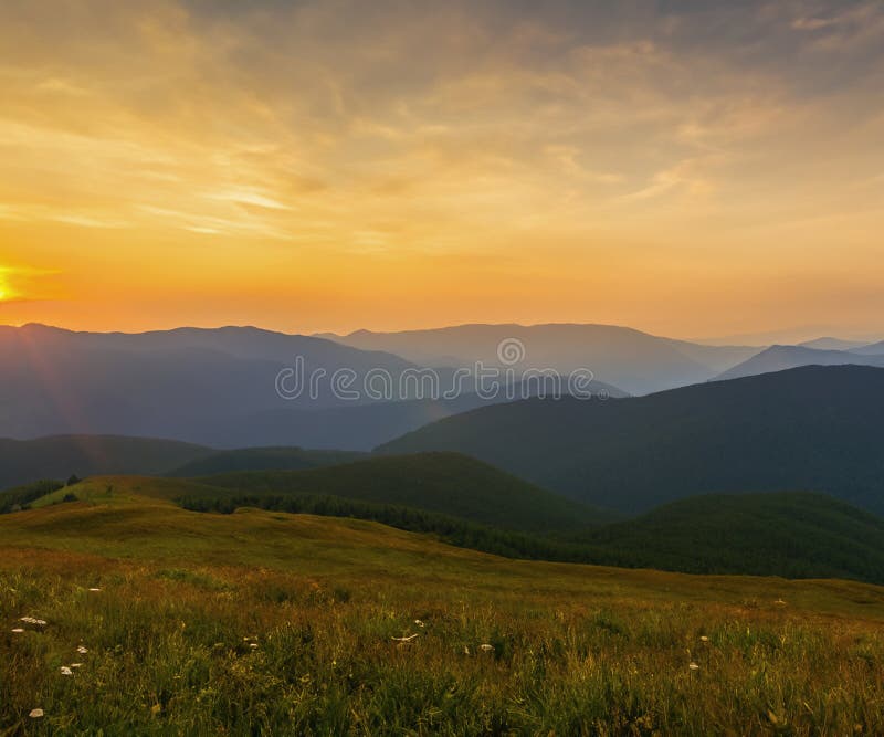 Mountains during Sunset. Beautiful Natural Landscape in the Summer Time ...