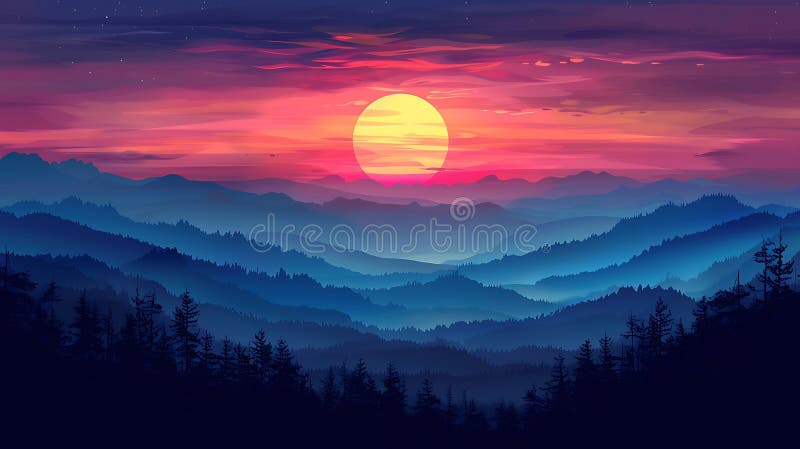 Mountains at Sunset. Beautiful Natural Scenery in Summer Season Stock ...