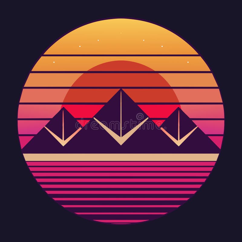 Mountains and Sunset Graphic Design Stock Illustration - Illustration ...
