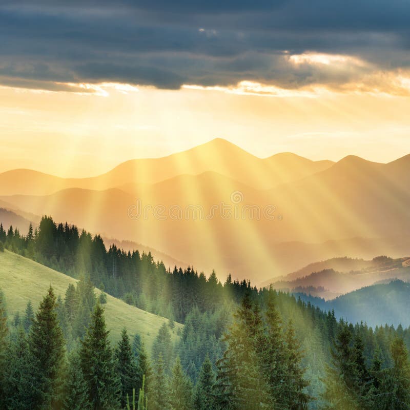 Mountains at sunset stock image. Image of high, colorful - 97845001