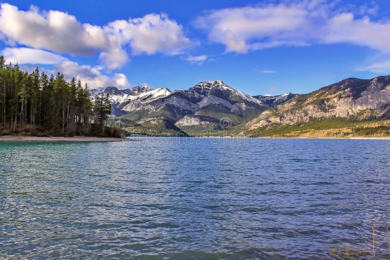 Mountains Surrounding Barrier Lake Stock Image - Image of cloudscape ...