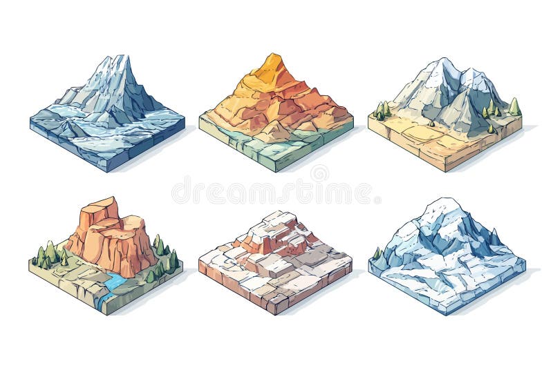 Mountains Tiles Collection Isometric Isolated Stock Vector ...