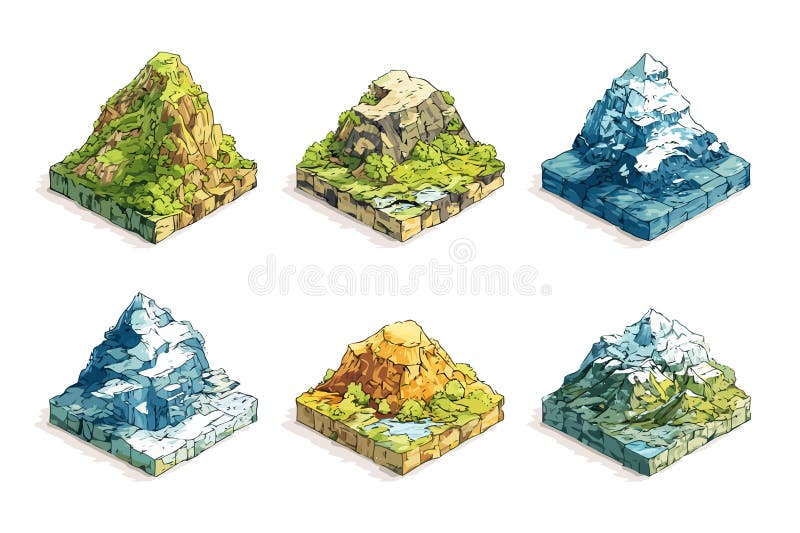 Mountains Tiles Collection Isometric Isolated Stock Vector ...