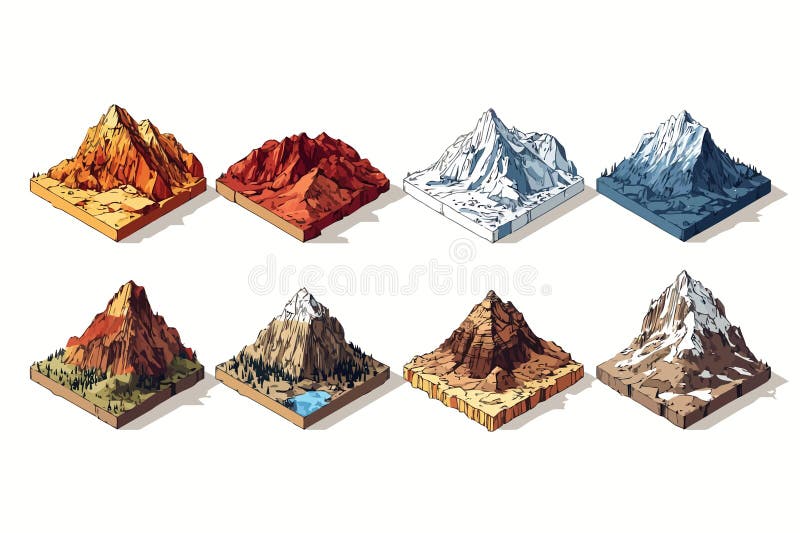 Mountains Tiles Collection Isometric Isolated Stock Vector ...