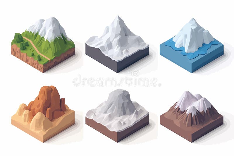 Mountains Tiles Collection Isometric Isolated Vector Style Stock Vector ...