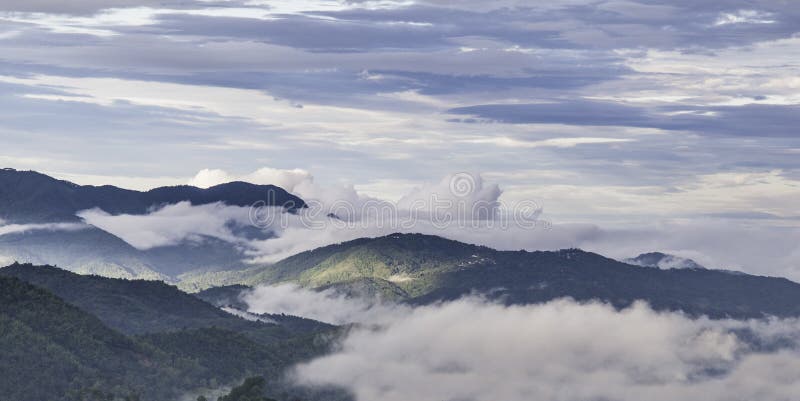 Mountains Trees Clouds Cool Weather. Stock Image - Image of colorful ...