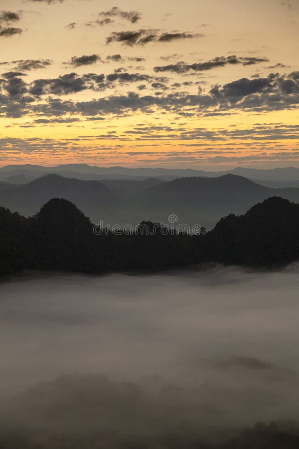 Mountains Under Mist in the Morning Stock Photo - Image of scenery ...